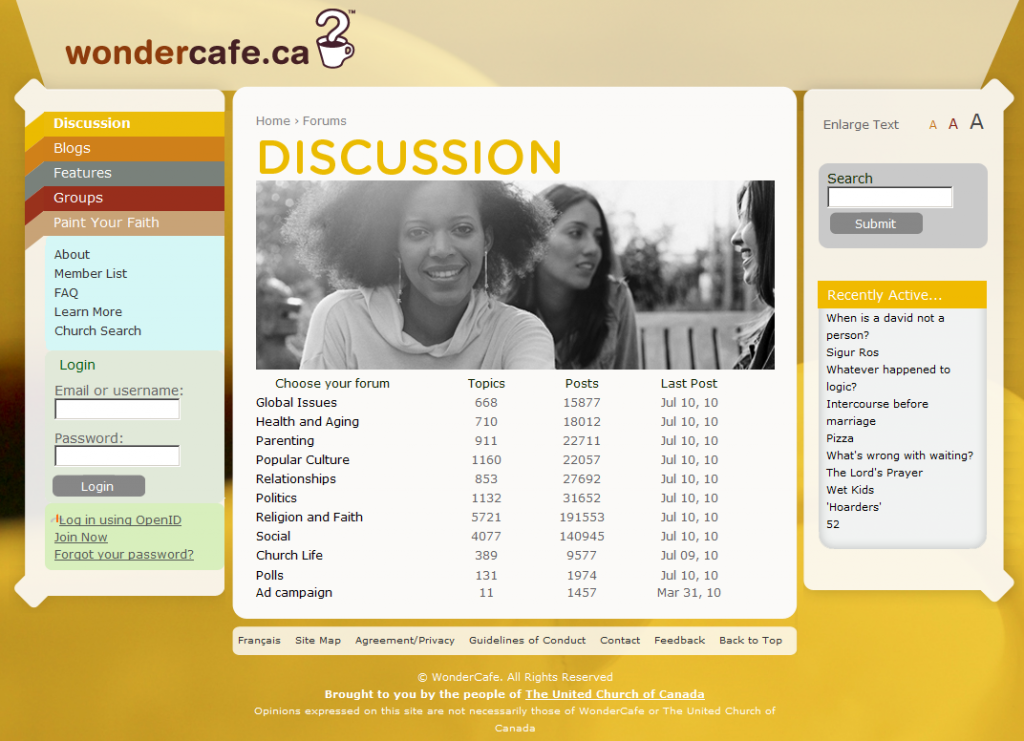 Wonder Cafe: Online conversations are changing The United Church of Canada